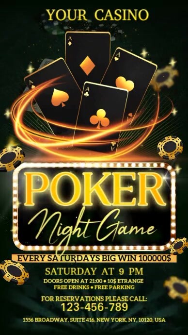 Black 3d Poker Casino Digital Display (9:16) Template | PosterMyWall