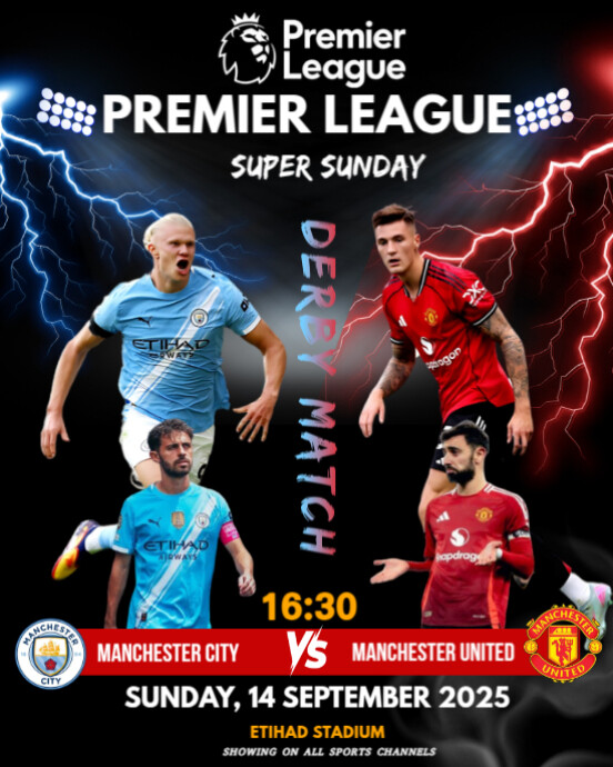 Black 3d Premier League Match Manchester City Vs Manchester United ...