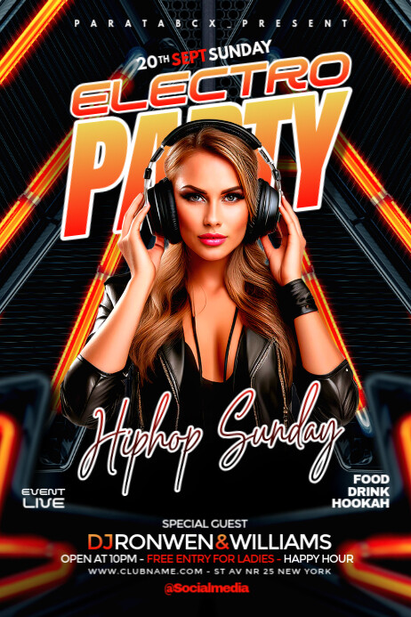 Black 3d Professional Club Party Poster Design Created Using Vibrant ...