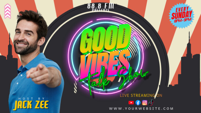 Black 3d Radio Talk Show Pos Twitter Template | PosterMyWall