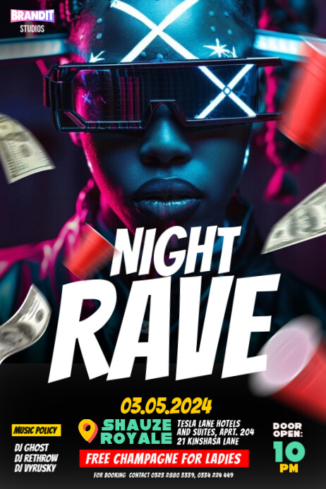 Copy of Black 3d Rave Party A4 Party Flyer Poster | PosterMyWall