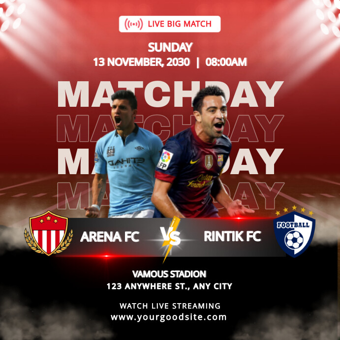 Copy of Black 3d Red And Black Modern Soccer Matchday | PosterMyWall