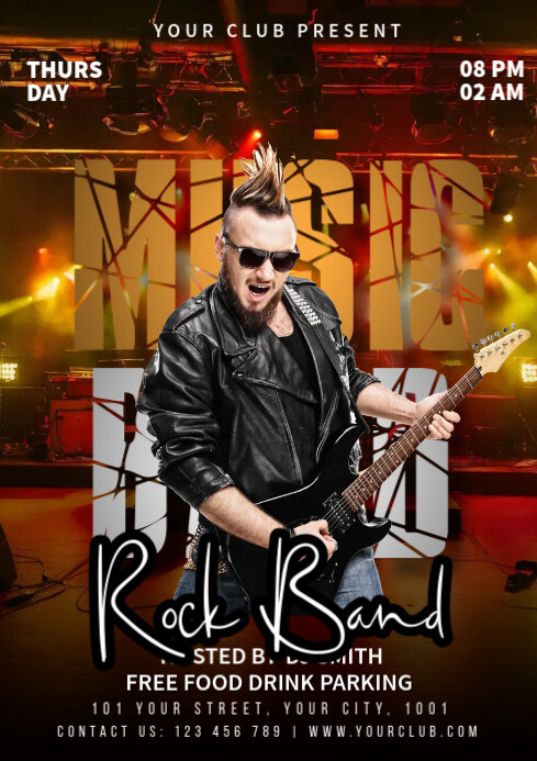 Plantilla de Black 3d Red Band A3 | PosterMyWall