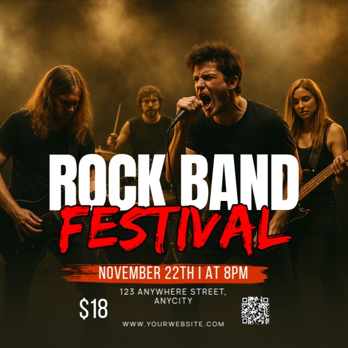 Plantilla de Black 3d Rock Band Fest Pos Instagram | PosterMyWall