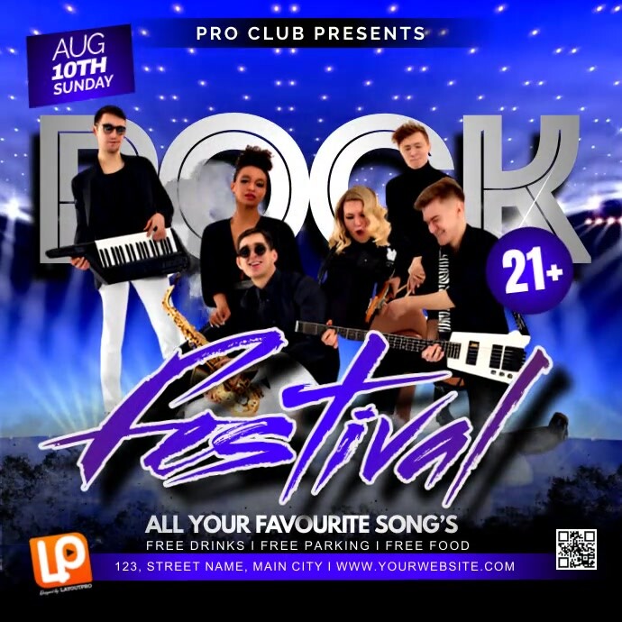 Black 3d Rock Band Festival Instagram Post Template | PosterMyWall