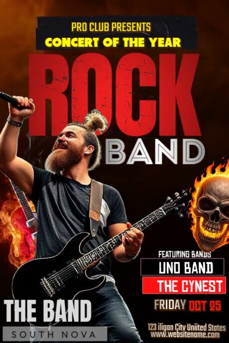 Black 3d Rock Band Poster Template | PosterMyWall