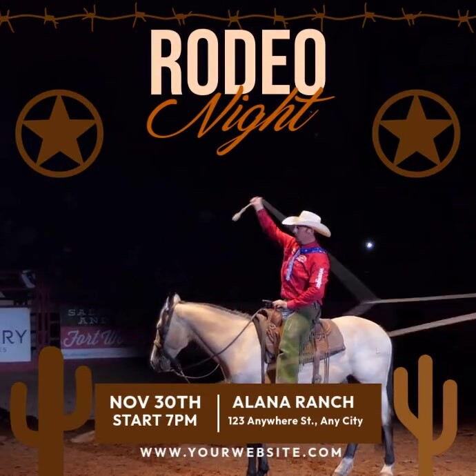 Black 3d Rodeo Night Pos Instagram เทมเพลต | PosterMyWall