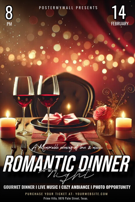 Copy of Black 3d Romantic Dinner Event Flyer Template Poster | PosterMyWall