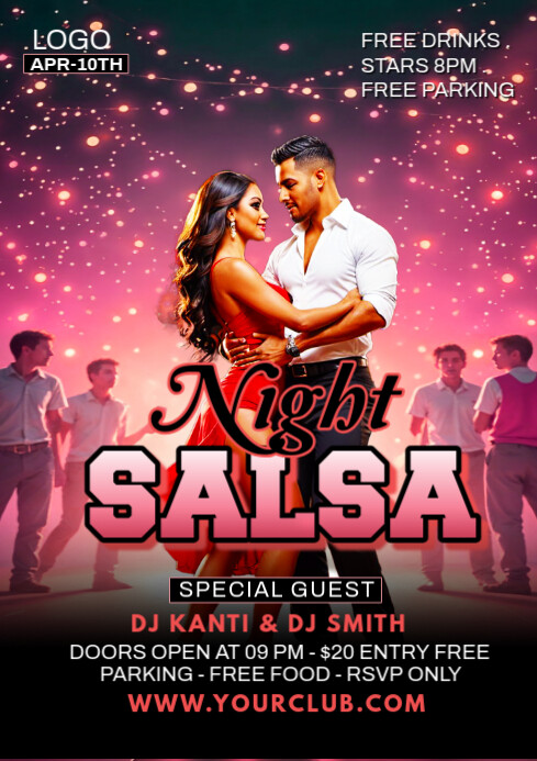 Black 3d Salsa Night A4 Template | PosterMyWall