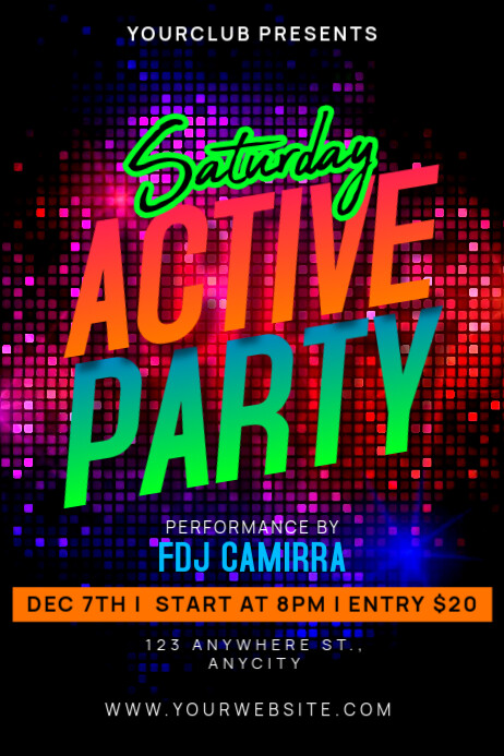 Copy of Black 3d Saturday Active Party Poster | PosterMyWall