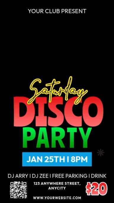 Black 3d Saturday Disco Party Reel Instagram Template | PosterMyWall