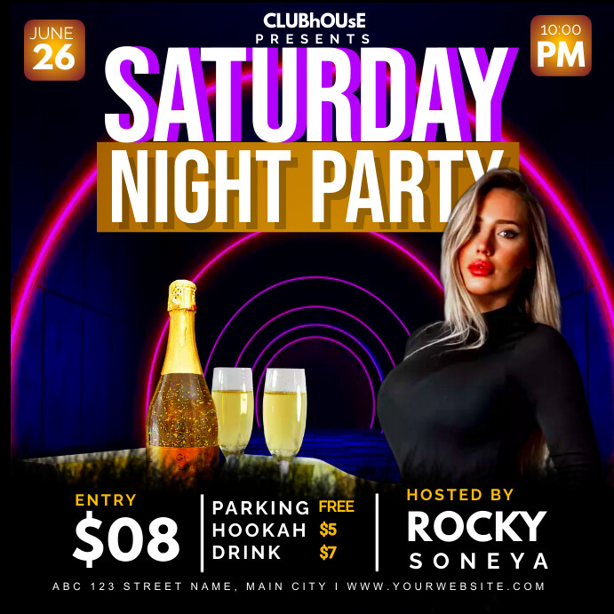 Black 3d Saturday Night Club Party Ads Instag Template | PosterMyWall