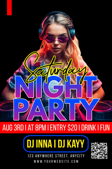 Black 3d Saturday Night Party Poster Template | PosterMyWall