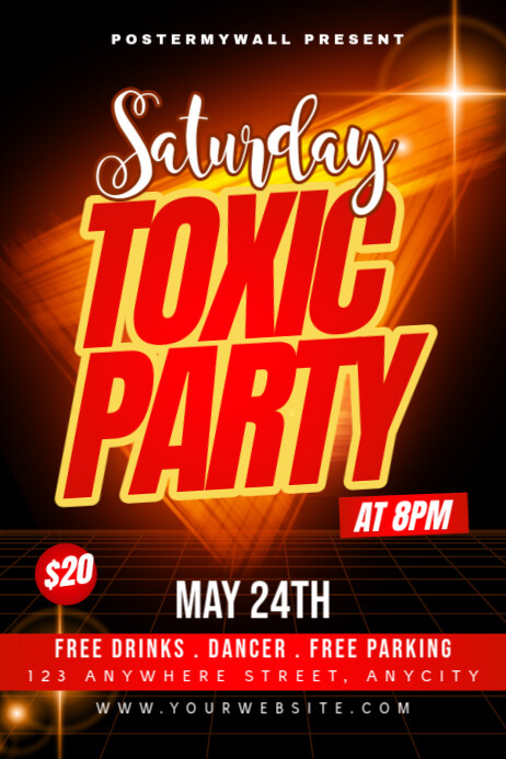 Black 3d Saturday Toxic Party Poster Template | PosterMyWall