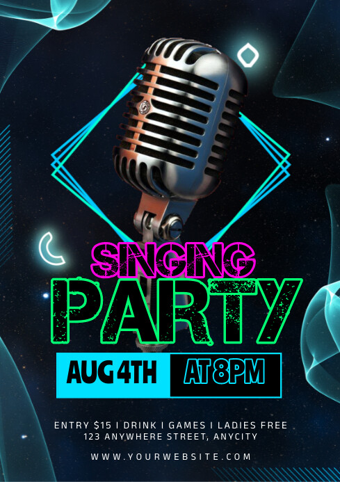Black 3d Singing Party A4 Templat | PosterMyWall