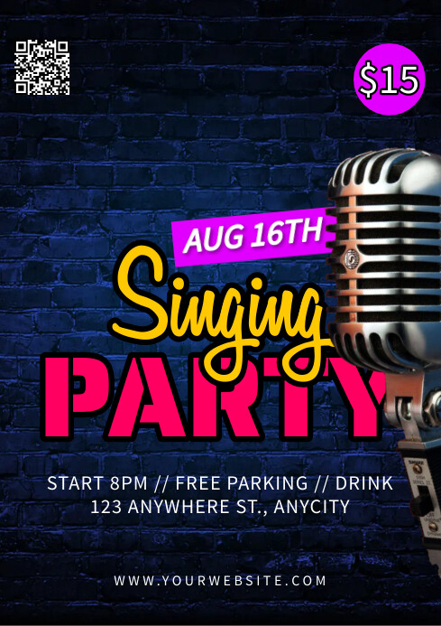Black 3d Singing Party A4 Templat | PosterMyWall