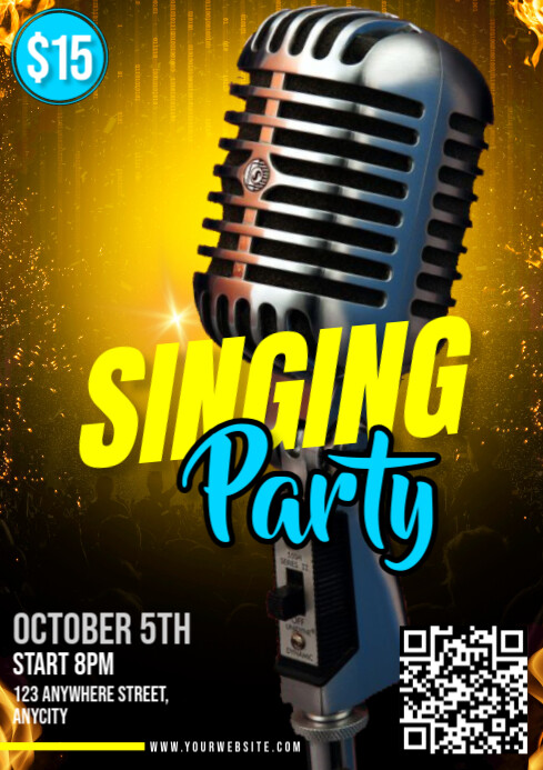Modèle Black 3d Singing Party A4 | PosterMyWall