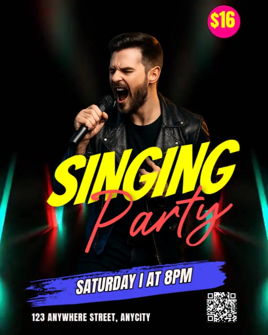 Black 3d Singing Party Instagram Portrait Template | PosterMyWall
