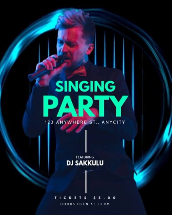 Black 3d Singing Party Instagram Portrait Template | PosterMyWall