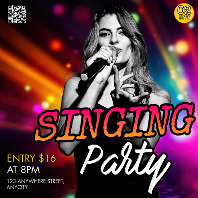 Black 3d Singing Party Instagram Post Template | PosterMyWall