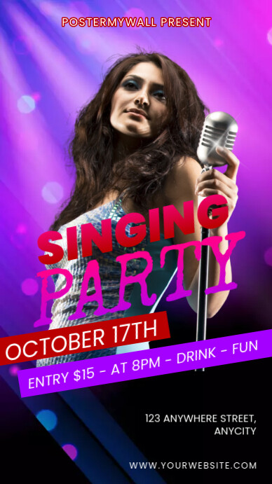 Black 3d Singing Party Instagram Story Template | PosterMyWall