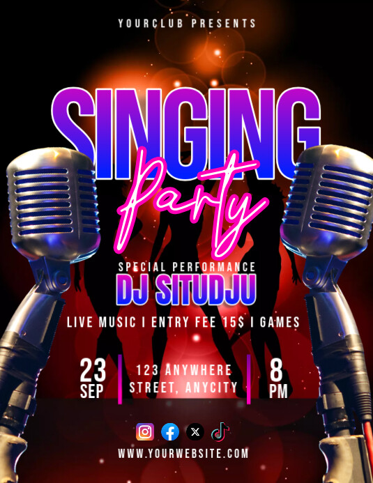 Black 3d Singing Party Pamflet (letter As) Template | PosterMyWall