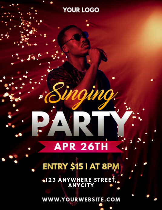 Black 3d Singing Party Pamflet (letter As) Template | PosterMyWall