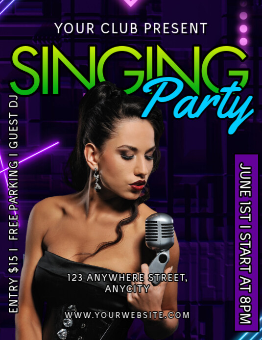 Black 3d Singing Party Pamflet (letter As) Template | PosterMyWall