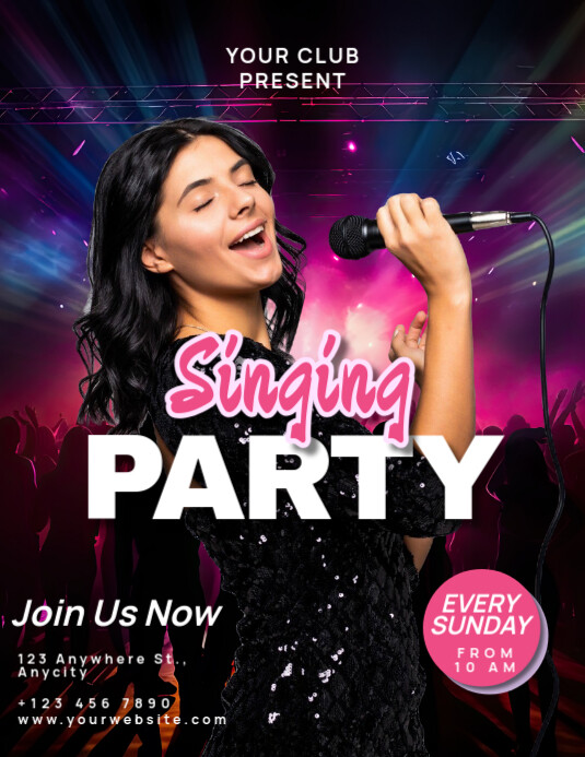 Black 3d Singing Party Pamflet (letter As) Template | PosterMyWall