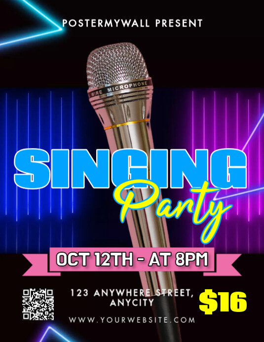 Black 3d Singing Party Pamflet (letter As) Template | PosterMyWall