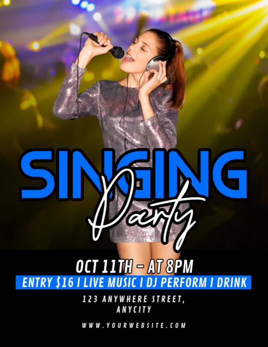Black 3d Singing Party Pamflet (letter As) Template | PosterMyWall