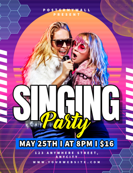 Black 3d Singing Party Pamflet (letter As) Template | PosterMyWall