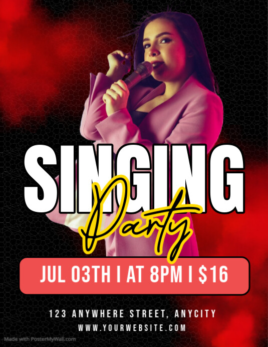 Black 3d Singing Party Pamflet (letter As) Template | PosterMyWall