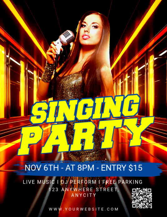 Black 3d Singing Party Pamflet (letter As) Template | PosterMyWall