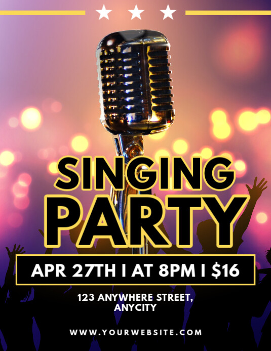 Black 3d Singing Party Pamflet (letter As) Template | PosterMyWall