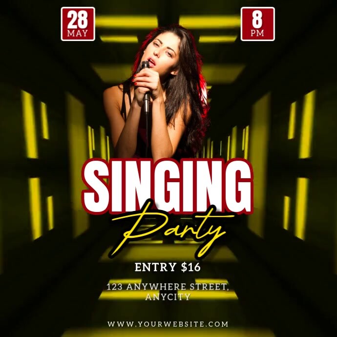 Black 3d Singing Party Pos Instagram Template | PosterMyWall