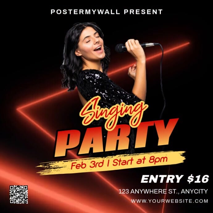 Black 3d Singing Party Pos Instagram Template | PosterMyWall
