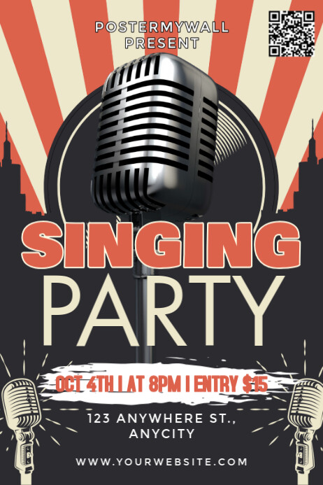 Black 3d Singing Party Poster Template | PosterMyWall