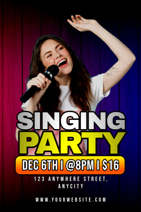 Black 3d Singing Party Poster Template | PosterMyWall