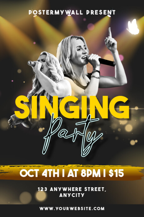 Plantilla de Black 3d Singing Party Poster | PosterMyWall