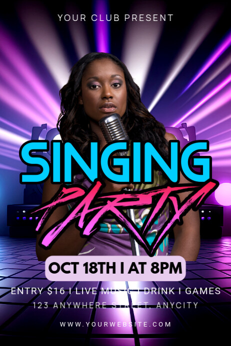 Black 3d Singing Party Poster Template | PosterMyWall