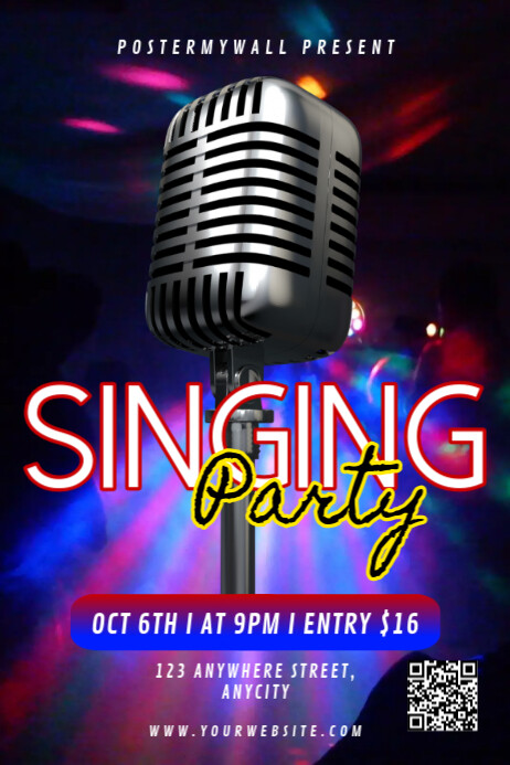 Black 3d Singing Party Poster Template | PosterMyWall