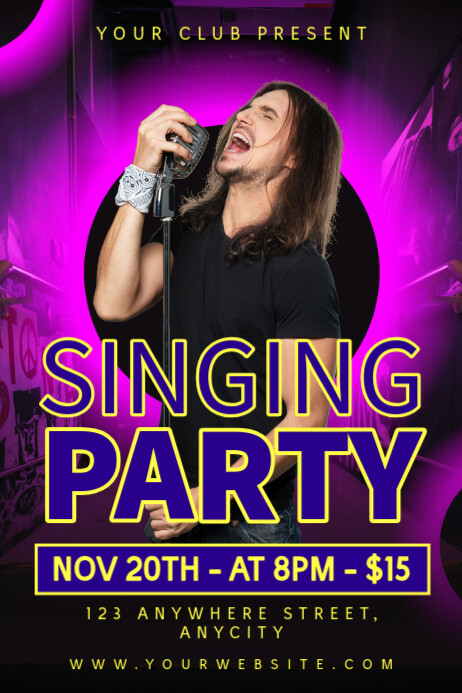 Black 3d Singing Party Poster Template | PosterMyWall