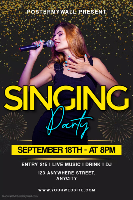 Copy of Black 3d Singing Party Poster | PosterMyWall