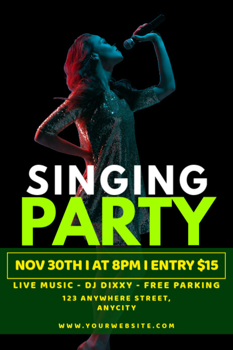 Black 3d Singing Party Poster Template | PosterMyWall