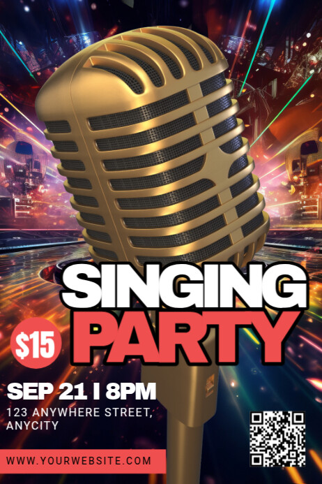 Black 3d Singing Party Poster Template | PosterMyWall