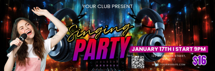 Modèle Black 3d Singing Party Tajuk Twitter | PosterMyWall