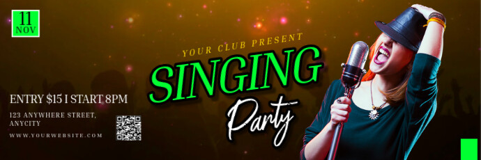 Black 3d Singing Party Tajuk Twitter Template | PosterMyWall