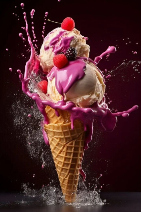 Black 3d Stunning Presentation Of Chocolate Cone Ice Cream Poster ...
