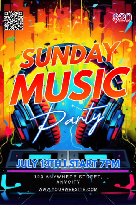 Copy of Black 3d Sunday Music Party Poster | PosterMyWall